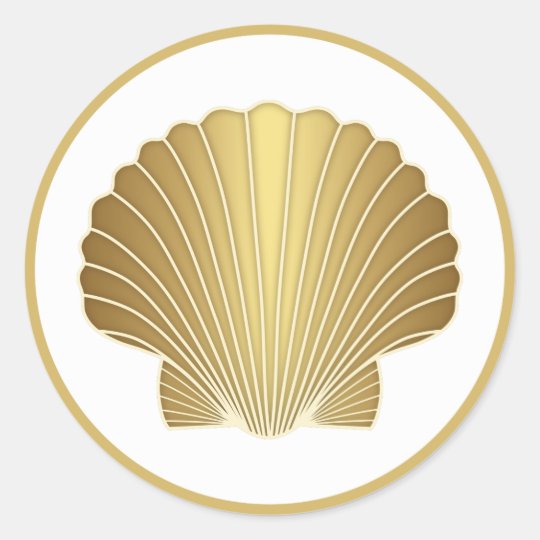 Elegant Gold Scallop Shell Classic Round Sticker | Zazzle.com