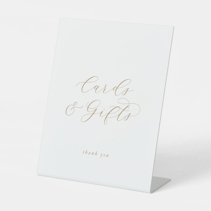 Elegant Gold Script Cards and Gifts Pedestal Sign | Zazzle