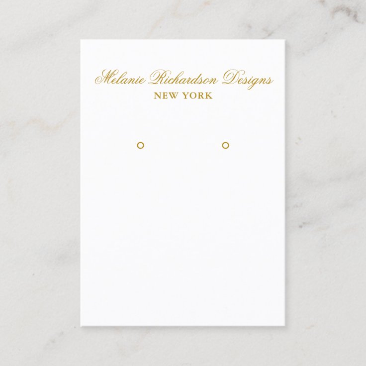 Elegant Gold Script Earring Display Card | Zazzle