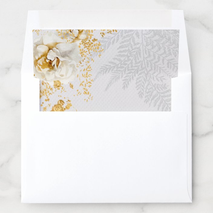Elegant Gold Script Floral Wedding Envelope Liner | Zazzle.com