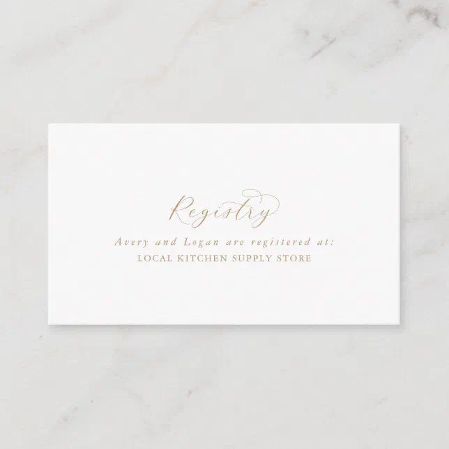 Elegant Gold Script Gift Registry Enclosure Card | Zazzle
