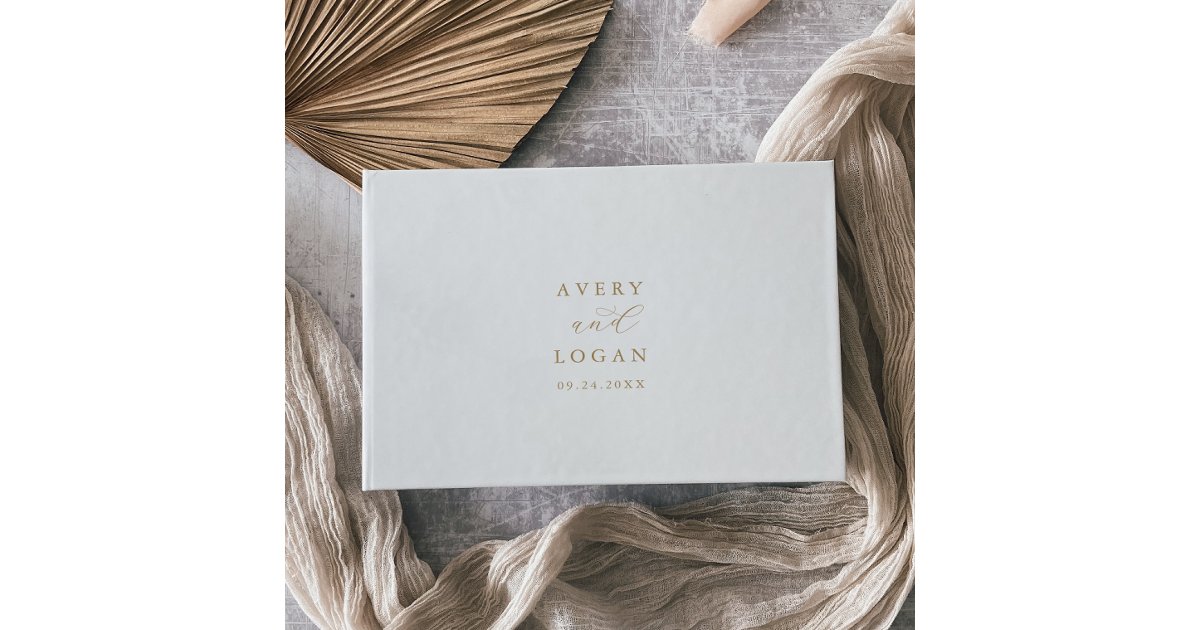 Elegant Gold Script Monogram Wedding Guest Book | Zazzle