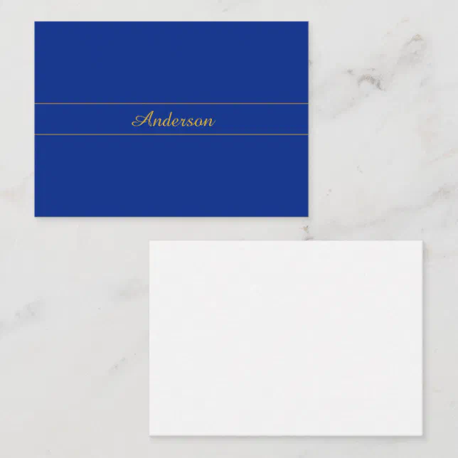 Elegant Gold Script on Navy Blue Background Note Card | Zazzle