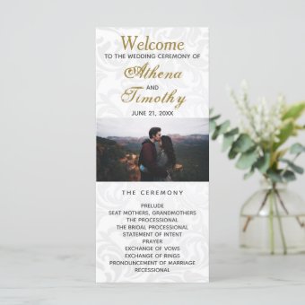Elegant Gold Script Personal Photo Wedding Program | Zazzle