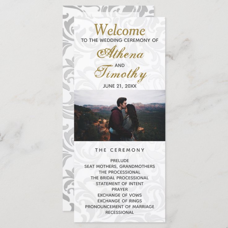 Elegant Gold Script Personal Photo Wedding Program | Zazzle