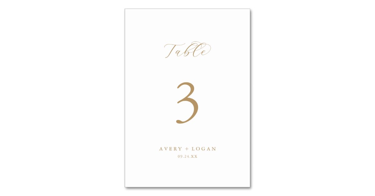 Elegant Gold Script Table Number | Zazzle