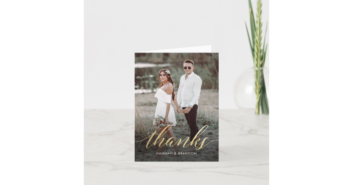 Elegant Gold Script Thank You | Zazzle