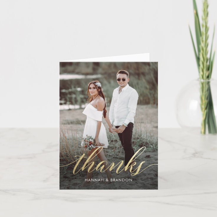 Elegant Gold Script Thank You | Zazzle