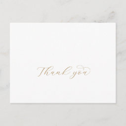 Elegant Gold Script Thank You Postcard | Zazzle