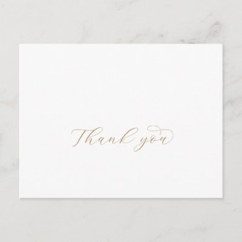 Elegant Gold Script Thank You Postcard | Zazzle