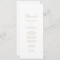 Elegant Gold Script Wedding Dinner Menu | Zazzle