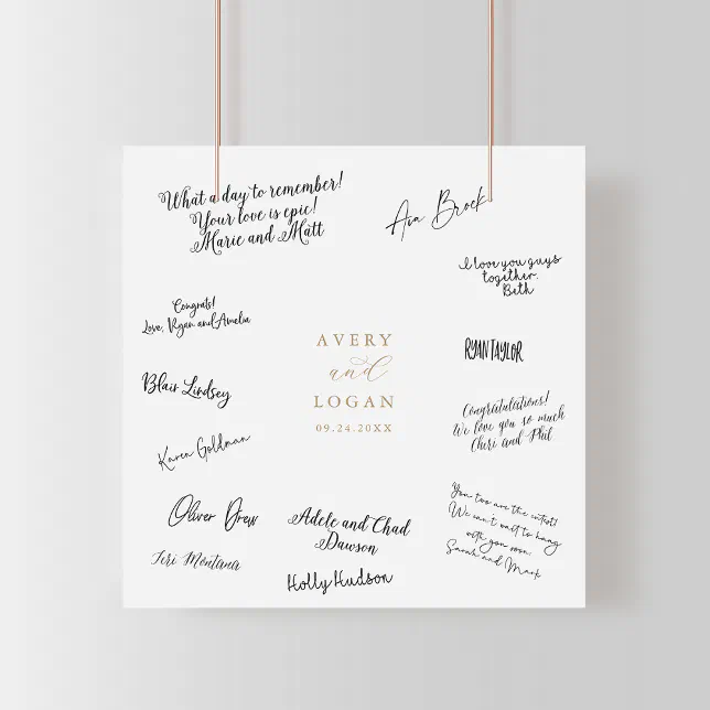Elegant Gold Script Wedding Guest Signing Poster | Zazzle