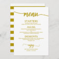 Elegant Gold Script Wedding Menu Card | Zazzle