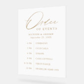 Elegant Gold Script Wedding Order of Events Acrylic Sign | Zazzle