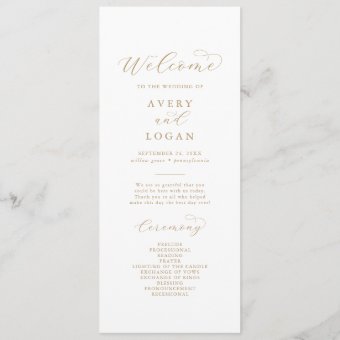 Elegant Gold Script Wedding Program | Zazzle