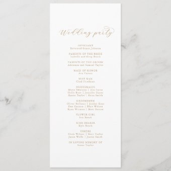 Elegant Gold Script Wedding Program | Zazzle