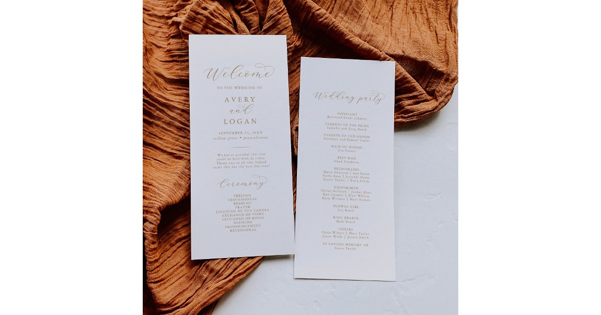 Elegant Gold Script Wedding Program | Zazzle