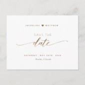 Elegant Gold Script, Wedding Save The Date P Postcard | Zazzle