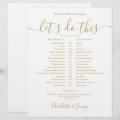 Elegant Gold Script Wedding Schedule Timeline | Zazzle