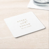 Elegant Gold Script Wedding Square Paper Coaster | Zazzle