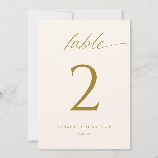 Elegant Gold Script Wedding Table Numbers | Zazzle