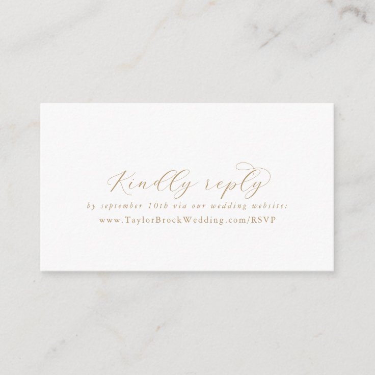 Elegant Gold Script Wedding Website RSVP Enclosure Card | Zazzle
