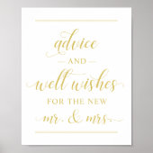 Elegant Gold Script Wedding Well Wishes Poster | Zazzle