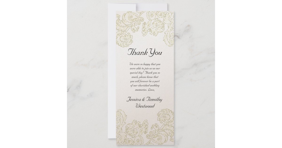 Elegant Gold Scrolls Wedding Thank You Card | Zazzle