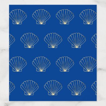 Elegant Gold Seashell Blue Wedding Envelope Liner | Zazzle