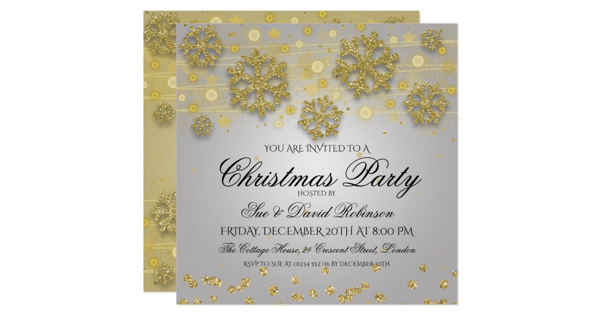 Elegant Gold & Silver Christmas Holiday Party Invitation | Zazzle.com