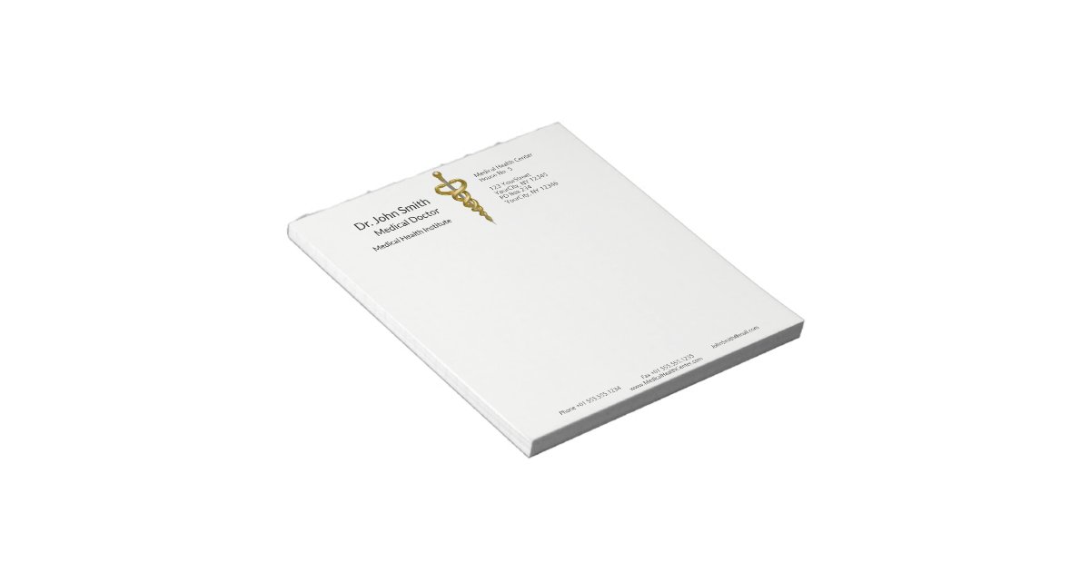 Elegant Gold Silver Noble Classy Medical Asclepius Notepad | Zazzle