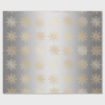 Elegant Gold & Silver Snowflake Christmas Pattern Wrapping Paper | Zazzle