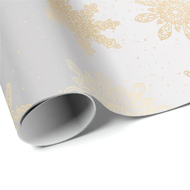 Elegant Gold & Silver Snowflake Christmas Pattern Wrapping Paper | Zazzle