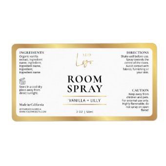 Elegant Gold Simple Modern Room Mist Spray Label | Zazzle