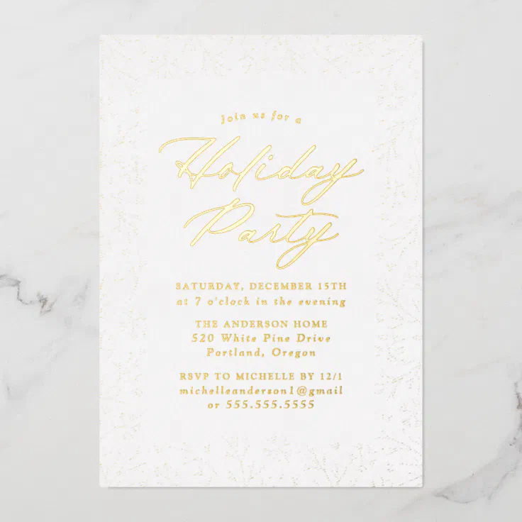 Elegant Gold Snowflake Holiday Party Foil Invitation | Zazzle