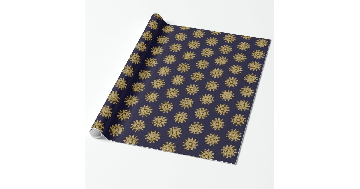 Elegant Gold Snowflake Holiday Wrapping Paper | Zazzle