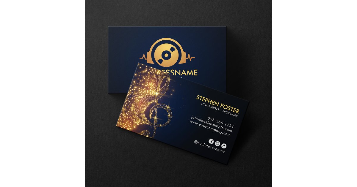 Elegant Gold Songwriter Music Producer DJ Logo Business Card | Zazzle
