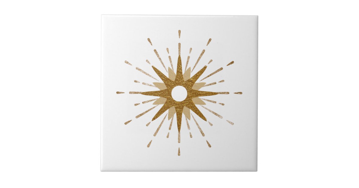 Elegant Gold Starburst Ceramic Tile | Zazzle