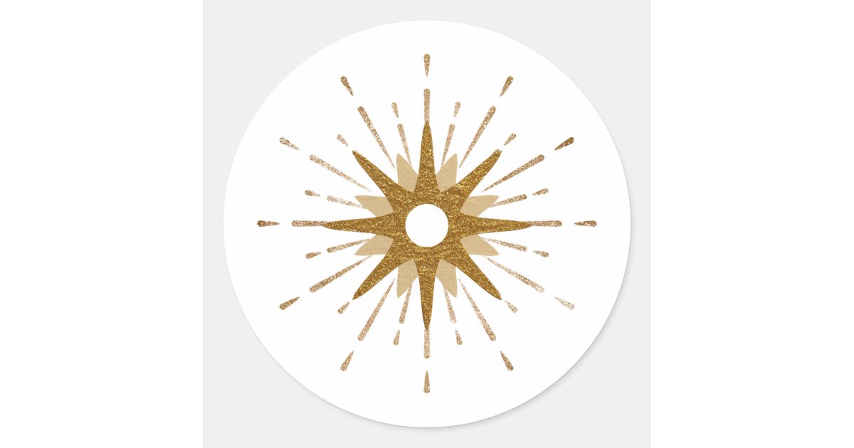 Elegant Gold Starburst Classic Round Sticker | Zazzle