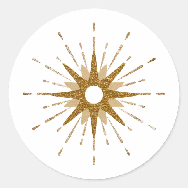 Elegant Gold Starburst Classic Round Sticker | Zazzle