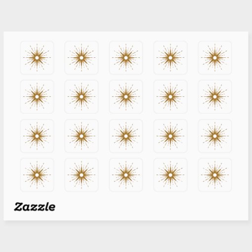 Elegant Gold Starburst Square Sticker | Zazzle