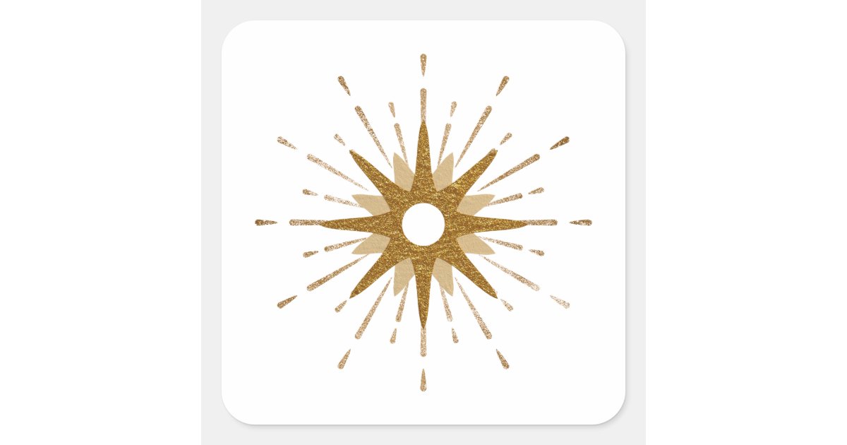 Elegant Gold Starburst Square Sticker | Zazzle
