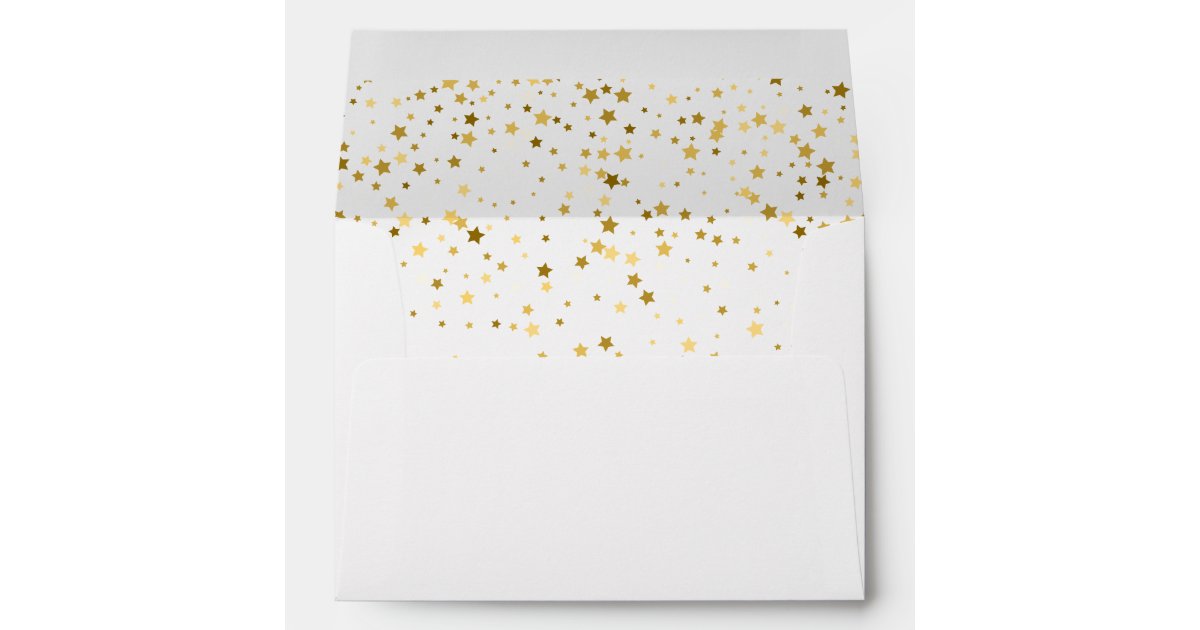 Elegant Gold Stars Confetti Return Address Envelope | Zazzle