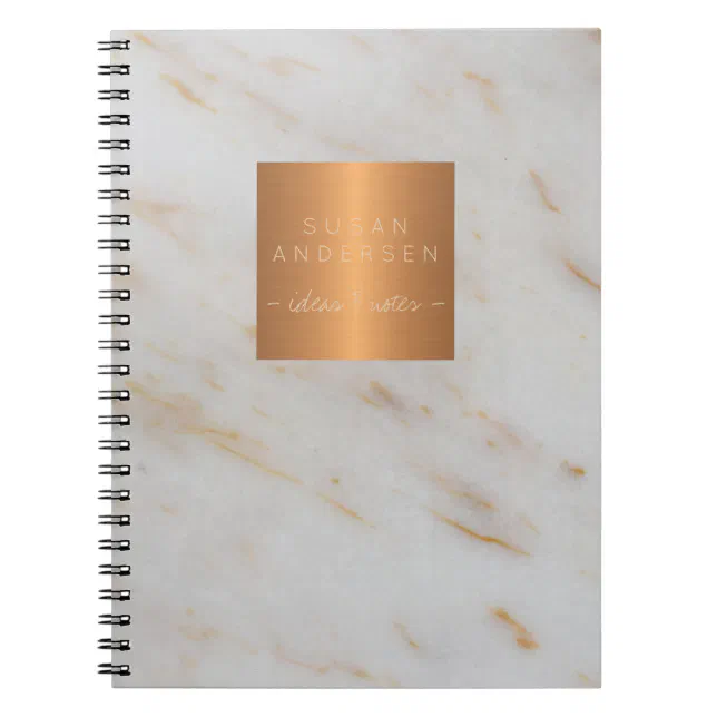 Elegant gold steel copper metallic grey marble notebook | Zazzle