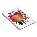 Elegant gold steel copper metallic red navy floral notebook | Zazzle