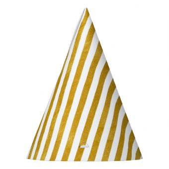 Elegant Gold Stripe -Custom Your Color- Party Hat | Zazzle