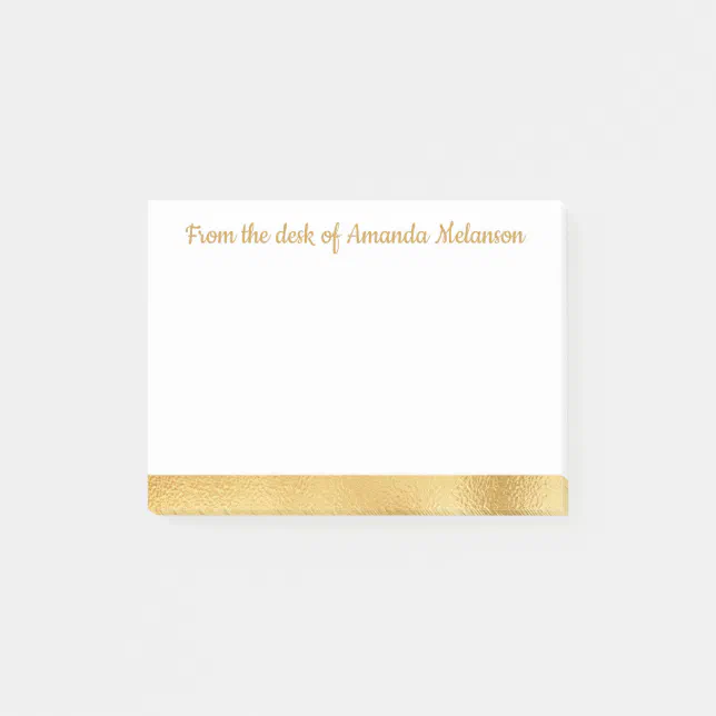 Elegant Gold Stripe Personalized Sticky Note Glam | Zazzle