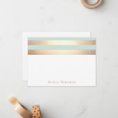 Elegant Gold Stripes Light Blue Personalized Note Card | Zazzle