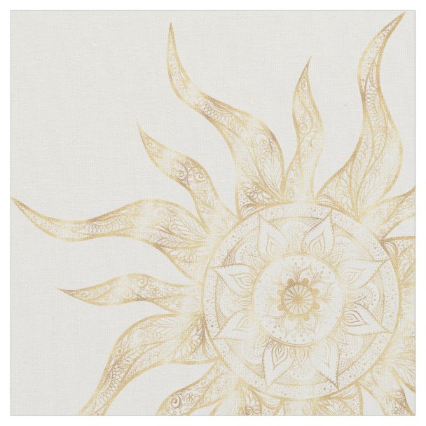 Elegant Gold Sun Mandala Blue Nebula Design Fabric | Zazzle