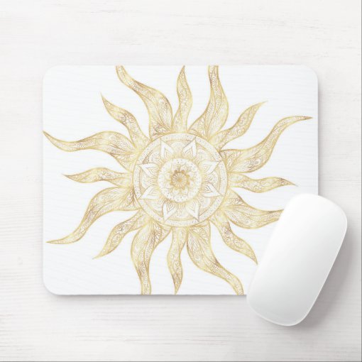 Elegant Gold Sun Mandala Design Mouse Pad | Zazzle